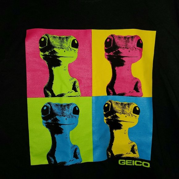 Gildan | Shirts | Geico Gecko Andy Warhol Style Color Blocks Black ...